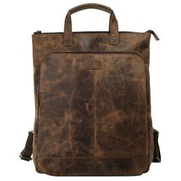 BAGAN Damen Cityrucksack echt Leder braun B/H/T: 40cm x 30cm x 6cm, onesize