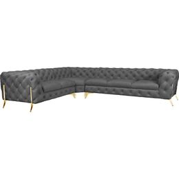 Home Affaire Chesterfield-Sofa &raquo;Amaury L-Form&laquo; gro&szlig;es Ecksofa, Chesterfield-Optik, Breite 323 cm, Fu&szlig;farbe w&auml;hlbar grau Struktur (100% Polyester);