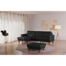 Sit & More sit&more Ecksofa &raquo;Orient 5 L-Form&laquo; mit Strass-Stein, wahlweise mit Bettfunktion und Bettkasten schwarz 100% Polyuretan