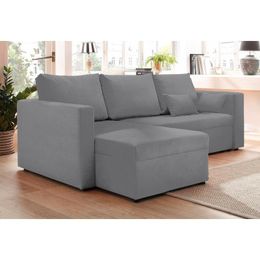 Home Affaire Ecksofa &raquo;Pur L-Form&laquo; wahlweise mit Bettfunktion grau Struktur (100% Polyester);100% Polyester Melrose ;Luxus-Microfaser Nubuk (100% 