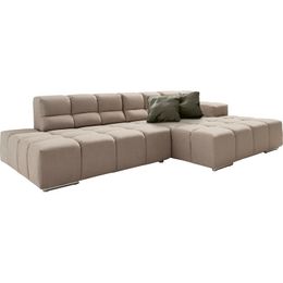 designwerk Ecksofa &raquo;Temple, Designsofa trifft hohen Sitzkomfort, L-Form&laquo; mit Sitztiefenverstellung beige 100% Polyester