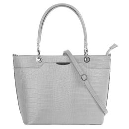 CLUTY Damen Henkeltasche echt Leder, Made in Italy grau