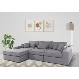 OTTO home Ecksofa &raquo;Enid L-Form&laquo; 3 Teile, bestehend aus Modulen, in vielen Bez&uuml;gen, auch in Breitcord grau Baumwollmix (60% Baumwolle/40% Leinen);