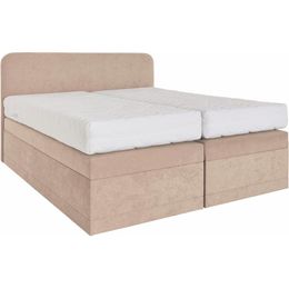 Westfalia Schlafkomfort Boxspringbett wahlweise mit Bettkasten beige Box und Kopfteil: Microvelours (100% Polyester) oder Kunstleder (Polyurethan);Bezug der Obermatratze: 100