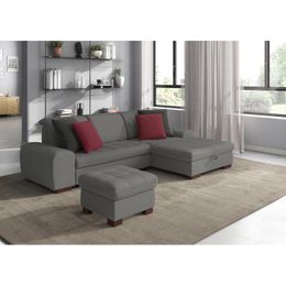 Sit & More sit&more Ecksofa &raquo;Luxor L-Form&laquo; wahlweise mit Bettfunktion, Bettkasten und Kopfteilverstellung grau Luxus-Microfaser ALTARA NUBUCK (100% Polyester);