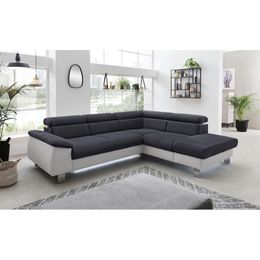 COTTA Ecksofa &raquo;Komaris L-Form, B: 249 cm&laquo; mit Kopfteilverstellung, optional Bettfunktion, Bettkasten & Licht grau Microfaser PRIMABELLE (100% 