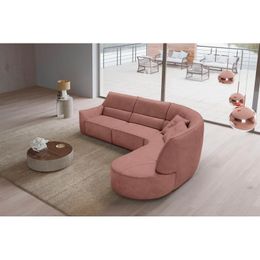 Egoitaliano Ecksofa &raquo;Puffy, extravagant & edel, Retro Designsofa, hoher Sitzkomfort, L-Form&laquo; mit Ottomane, wahlweise mit und ohne elektrischer Relaxfunktion braun