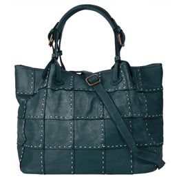 Samantha Look Damen Shopper echt Leder, Made in Italy blau