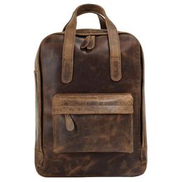 BAGAN Unisex Laptoprucksack echt Leder braun B/H/T: 40cm x 30cm x 10cm, onesize