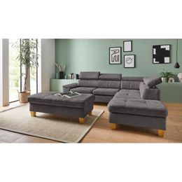 exxpo - sofa fashion Ecksofa &raquo;Enya, hoher Sitzkomfort, Breite 266cm, bequem, 12cm hohe F&uuml;&szlig;e, L-Form&laquo; mit Kopfteilverstellung, wahlweise Bettfunktion u
