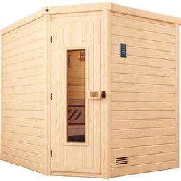 Weka Sauna &raquo;Turku&laquo; Set, 7,5 kW Bio-Ofen mit digitaler Steuerung beige
