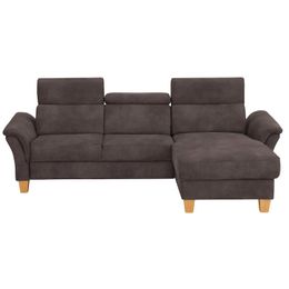 Home Affaire Ecksofa &raquo;Conville L-Form&laquo; Federkern, wahlweise mit Bettfunktion und Bettkasten bzw. Stauraum braun 100% Polyester