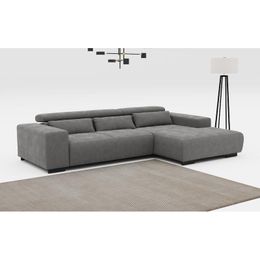 COTTA Ecksofa &raquo;Side L-Form, mit Kopfteilverstellung & 3 Nierenkissen&laquo; optional motorische Sitztiefenverstellung grau 100% POLYESTER (PES)