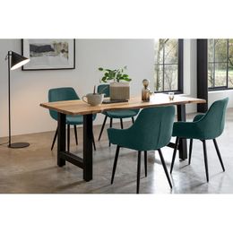 Salesfever Essgruppe &raquo;Elegante Essgruppe f&uuml;r stilvolles Speisen&laquo; Set, 5 Stk. tlg. 5-teiliges Massivholz-Set, ge&ouml;lt und doppelt gewachst gr&uuml;n 