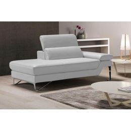 Egoitaliano Ottomane &raquo;Princess, elegantes Designsofa mit erstklassigem Sitzkomfort,&laquo; inkl. verstellbarem Kopfteil und edle Designmetallf&uuml;&szlig;e silber Leder CAREZZA (