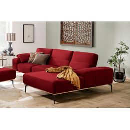 W.Schillig Ecksofa &raquo;run, Designsofa mit tollem Sitzkomfort, bequem, L-Form&laquo; mit Holzsockel, F&uuml;&szlig;e in Schwarz pulverbeschichtet, Breite 319 cm rot 