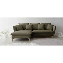 OTTO home Ecksofa &raquo;MERLE, 258 cm, L-Form, traumhafter Cord,&laquo; mit Bettfunktion und Bettkasten, Liegefl&auml;che 224 x 139 gr&uuml;n 100% Polyester;Federung 
