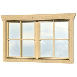 Skan Holz Fenster &raquo;2-fl&uuml;gelig&laquo; f&uuml;r 28 mm Gartenh&auml;user, 2x57,5x70,5 cm beige Glas, Holzwerkstoff