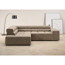 Home Affaire Ecksofa &raquo;Ancona, incl. Kopfteilverstellung + 3 Zierkissen, L-Form, Breite 249cm&laquo; wahlweise motorische Sitztiefenverstellung, B/T(H: 249/