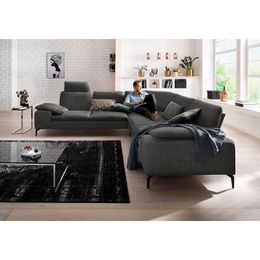 W.Schillig Ecksofa &raquo;valentinoo, Designsofa, elegant und bequem, L-Form&laquo; mit Sitztiefenverstellung, Breite 318 cm grau Chenille-Flachgewebe R66 (85% 