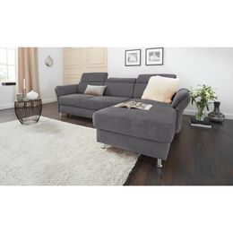 Sit & More sit&more Ecksofa &raquo;Avignon L-Form&laquo; Kopfteilverstellung, wahlweise mit Bettfunktion und Bettkasten grau Flachgewebe (90% Polyester, 10% Polyamid);Luxus-
