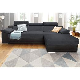 Sit & More sit&more Ecksofa &raquo;Xenia L-Form&laquo; wahlweise mit Bettfunktion schwarz Luxus-Microfaser ALTARA NUBUCK (100% Polyester) / Struktur (100% Polyester);Luxus-