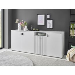 Home Affaire Sideboard &raquo;Hudson&laquo; in moderner Trendfarbe, Griffe aus Metall (Schwarz), Breite 200 cm schwarz-wei&szlig; Holzwerkstoff
