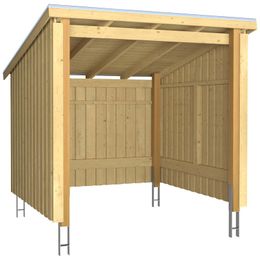 Plus Gartenhaus &raquo;Nordic&laquo; Fahrradunterstand offen, inkl. Dachpappe/Aluleisten/H-F&uuml;&szlig;e beige Holzwerkstoff