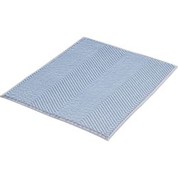 Kleine Wolke Badematte &raquo;Zigzag&laquo; H&ouml;he 10 mm rutschhemmend beschichtet fu&szlig;bodenheizungsgeeignet Badteppich, Uni-Farben, modernes Zickzack Muster blau Polyester