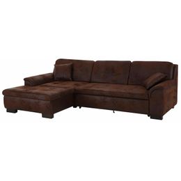 Home Affaire Ecksofa &raquo;Bergen zeitlos & elegant, Breite 267cm, L-Form&laquo; wahlweise mit Bettfunktion L-Form braun MELROSE /Struktur (100% Polyester);