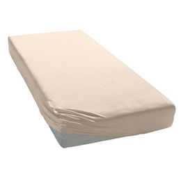 Elegante Spannbettlaken &raquo;Uni Zwirn-Jersey&laquo; aus hochwertigem Garn beige Mako-Jersey, Obermaterial: 97% Baumwolle, 3% Elasthan
