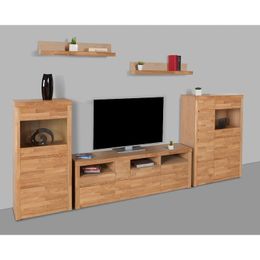 OTTO home Wohnwand &raquo;Silkeborg&laquo; Set, 5 Stk. tlg. braun Holz teilmassiv