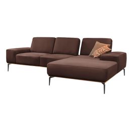 W.Schillig Ecksofa &raquo;run, Designsofa mit tollem Sitzkomfort, bequem, L-Form&laquo; mit Holzsockel, F&uuml;&szlig;e in Schwarz pulverbeschichtet, Breite 279 cm braun 