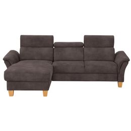 Home Affaire Ecksofa &raquo;Conville L-Form&laquo; Federkern, wahlweise mit Bettfunktion und Bettkasten bzw. Stauraum braun 100% Polyester