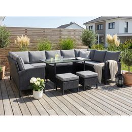 Konifera Gartenlounge-Set &raquo;&raquo;Miami&laquo;&laquo; Set, 3x 3er Sofabank, Tisch 66x120x74 cm, 2 Hocker, inkl. Auflagen, 22 Stk. tlg. Stahl/Polyrattan schwarz Stahl