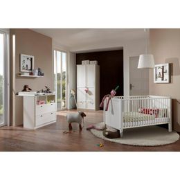 wimex Babyzimmer-Komplettset &raquo;Helsingborg&laquo; Set, 3 Stk. tlg. Bett + Wickelkommode + 2 trg. Schrank wei&szlig; Holzwerkstoff