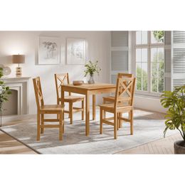 Home Affaire Essgruppe &raquo;Malm&ouml;&laquo; Set, 5 Stk. tlg. bestehend aus Tisch und St&uuml;hlen in Kiefer Massivholz naturfarbig beige FSC -zertifiziertes Massivholz