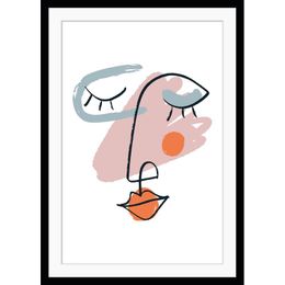 queence Bild &raquo;Marina&laquo; Abstrakt Figuren Gem&auml;lde Gesicht Kunst HD Premium Poster-Druck inkl. Holzrahmen bunt Acrylglas, Holz, Papier