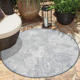 Carpet City Outdoorteppich &raquo;DUO RUG 5845&laquo; rund 5 mm H&ouml;he Wendeteppich Wetterfest In- & Outdoor, Balkon, Terrasse, Wohnzimmer grau Obermaterial: 100% Polypropylen