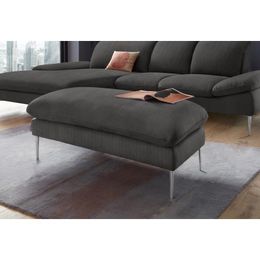 W.Schillig Hocker &raquo;enjoy&MORE&laquo; F&uuml;&szlig;e Chrom gl&auml;nzend, Breite 106 cm grau Chenille-Flachgewebe R66 (85% Polyester, 15% Nylon);Longlife Xtra-Leder Z59: 