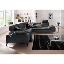 W.Schillig Ecksofa &raquo;valentinoo, Designsofa, elegant und bequem, L-Form&laquo; mit Sitztiefenverstellung, Breite 318 cm grau Longlife Xtra-Leder Z59: 