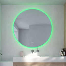 Loevschall Badspiegel &raquo;Johannesburg RGB Badezimmerspiegel, rund, Farbwechsel, dimmbar&laquo; mit MultiWhite und RGB-Licht, Touchpanel f&uuml;r Lichtsteuerung wei&szlig; 