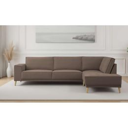 OTTO home Ecksofa &raquo;Oland Skandi, weicher Chenille-Stoff&laquo; L-Form, 289 cm, Wellenunterfederung, Skandi-Design, Massivholzf&uuml;&szlig;e 100% Polyester