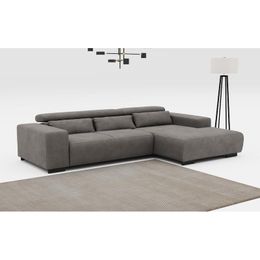 COTTA Ecksofa &raquo;Side L-Form, mit Kopfteilverstellung & 3 Nierenkissen&laquo; optional motorische Sitztiefenverstellung grau 96% POLYESTER (PES) / 4% POLYAMID