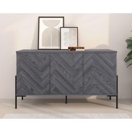 LEONIQUE Sideboard &raquo;Eadwine&laquo; Kommode, Push-to-open, T&uuml;ren mit Fischgr&auml;ten Muster, Breite 130 cm MDF