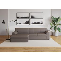 DOMO collection Ecksofa &raquo;Topper, elegant und zeitlos, kompaktes Stellma&szlig; 245/155cm, L-Form&laquo; mit Recamiere, wahlweise mit Schlaffunktion braun