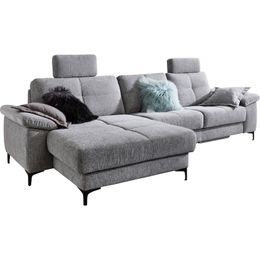 3C Carina Ecksofa &raquo;Burnaby bequem und modern, OTTOs Choice, L-Form&laquo; 2 Kopfst&uuml;tzen, optional mit Schlaf- und motorischer Relaxfunktion silber Chenille-