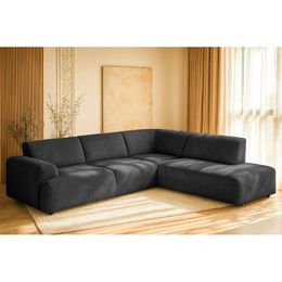 Home Affaire Ecksofa &raquo;Linkka, Breite 282 cm&laquo; L-Form, in einem weichen Chenille-Stoff, mit Wellenunterfederung schwarz 90% PES, 10% Nylon