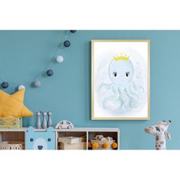 queence Bild mit Rahmen &raquo;Oktopus mit Krone&laquo; Fantasy Prinzessinnen Tiere Unterwasserwelt Wassertiere 1 Stk. tlg. HD Premium Posterdruck mit 