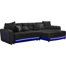 Jockenh&ouml;fer Ecksofa &raquo;Laredo L-Form&laquo; inklusive RGB-LED-Beleuchtung und Bluetooth-Soundsystem schwarz Kunstleder Softlux / Luxus-Microfaser ( 100% Polyester);Luxus-